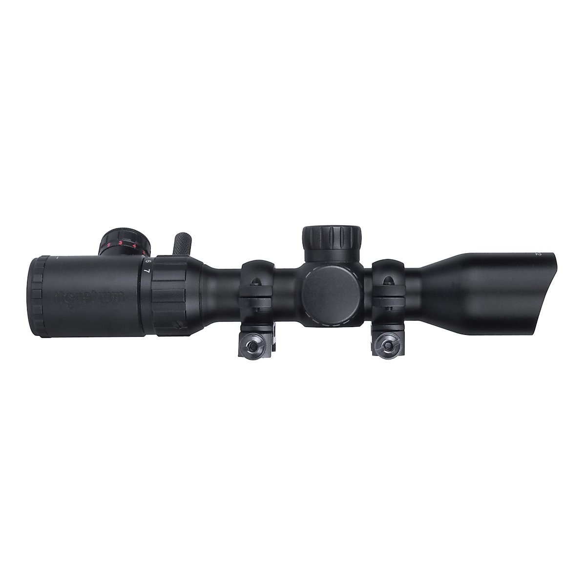 Monstrum 2-7x32 Rifle Scope with Rangefinder Reticle and Medium Profile Scope Rings | Black