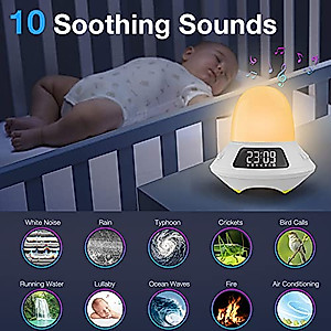 Deerdance White Noise Machine with Alarm Clock, 10 High Fidelity Soothing Sounds with Night Light,Timer and Memory Function, Portable Sleep Sound Machine for Baby Kids Adults