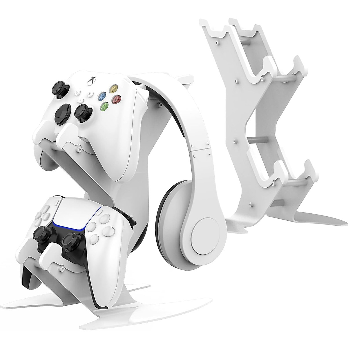 Controller Holder Stand, Universal Metal Material Game Controller Headset Stand Controller Accessories for Gamepad of PS5 / Xbox / PS4 / Switch （White