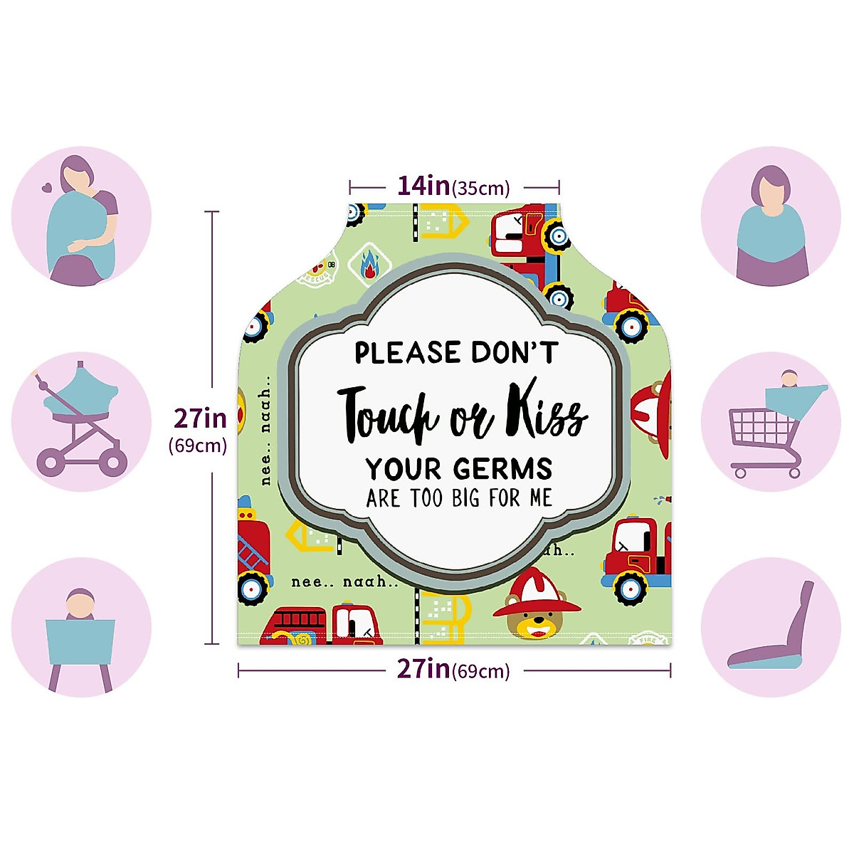 Baby Car Seat Stroller Covers Don't Touch Car New Mom Nursing Cover Breastfeeding Scarf Soft Breathable Stretchy Coverage Carseat Canopy Cover for Boys and Girls