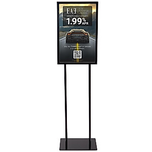 Displays2go Poster Sign Stand 14" x 22", Top Insert, Double-Sided Metal Frame - Black (TWN1422BLK)