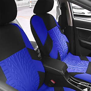 Car Seat Covers for Front Seats, Breathable Waterproof Polyester Vehicle Seat Protectors, Anti-Slip Split Auto Cushion Cover, Driver Interior Accessories for Most Cars, Trucks, SUV, Van (Blue)