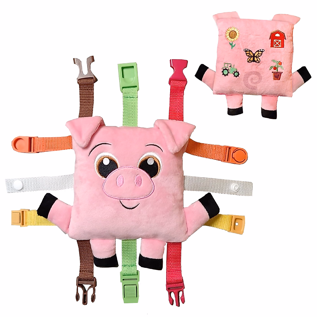 Buckle Toys - Boink Pig - Learning Activity - Develop Fine Motor Skills and Problem Solving - Sensory Toddler Travel Toy