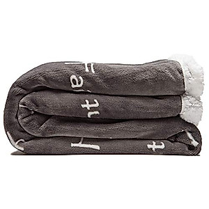 Chanasya Love and Joy Inspiring Gift Throw Blanket - Cozy, Warm and Fluffy Sherpa - Perfect Caring, Uplifting, Thoughtful, Personalized Gift for Blessings, Peace and Prayer (65x50 inches) Gray