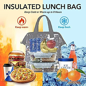 YASSIBY Women's Insulated Lunch Bag, Fashion Wide Tote Bag, Reusable Lunch Box, Water Resistant, For Work, Travel, Picnic.(Hummingbird-Large)