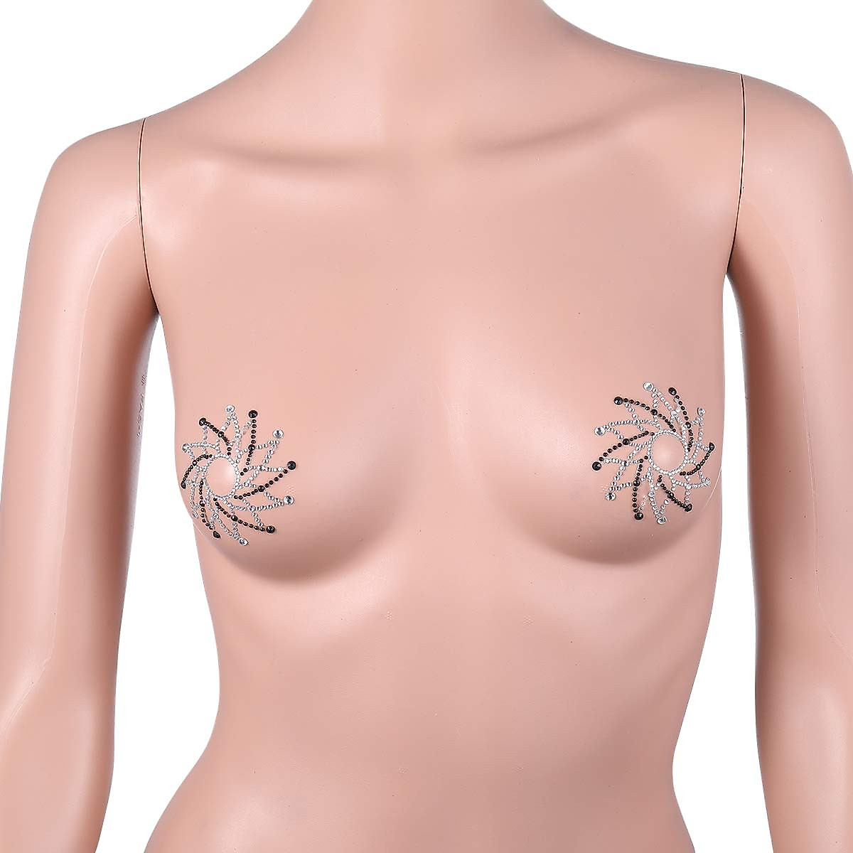 LUOEM Acrylic Nipple Covers Rhombus Shape Breast Face Jewels Acrylic Tears Gem Stones Bindi Chest Stickers (White Black)