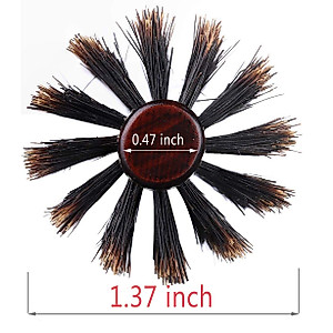 PERFEHAIR Soft Boar Bristle Round Brush for Fine, Thin Hair or Beards - 1.3 inch for Drying, Styling, Curling, Adding Volume
