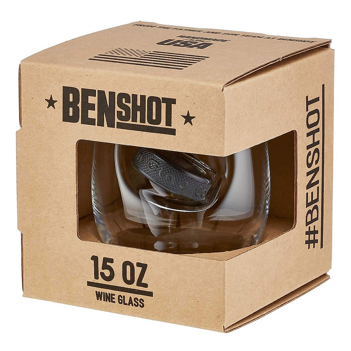BenShot Hockey Puck Wine Glass - 15oz | Made in the USA