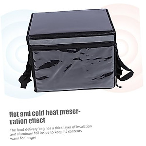 MUSISALY 1pc Box Takeaway Box Backpack Coolers Insulated Casserole Carrier Pizza Container Large Insulated Lunch Takeaway Container Large Container Tote Lunch Aluminum Black