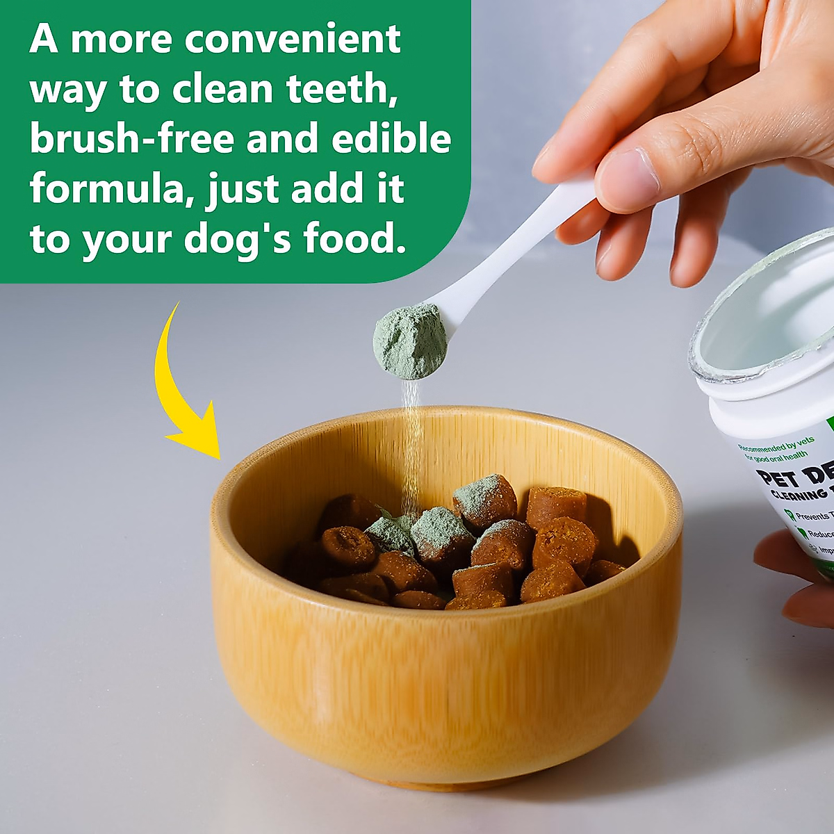 Dog Dental Powder, 120g Teeth Cleaning Powder for Dogs, Breath Freshener with Probiotics Improve Bad Breath, Remove Plaque & Tartar - Pets Dental Care Supplement for Dogs - 4.23 OZ/Scoop Included