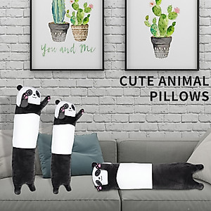 ROPELOK Panda Plush Body Throw Pillow, 27.5" Long Panda Stuffed Animal Pillow, Kawaii Soft Panda Plush Toy for Kids Children Xmas Birthday Gifts