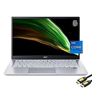 Acer Swift 3 14" FHD Thin and Light Laptop, 11th Gen Intel 4-Core i7-1165G7, Intel Iris Xe Graphics, 8GB RAM, 512GB PCIe SSD, Thunderbolt 4, WiFi 6, FP Reader, Backlit, SPS HDMI Cable, Win 10