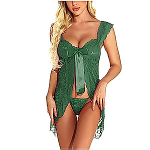 Gobehebe Plus Size Lingerie for Women Lace Sheer Bodysuit Lingerie Sets Camisole Pajamas Sleepwear Sexy Nightwear Sleepwear