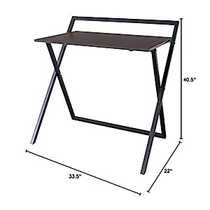Teamson Home Easton 34" Modern Wood Folding Home Office Study Computer Desk with X Shaped Small Spaces Brown Tabletop and Black Legs