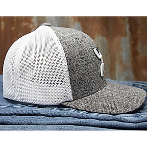 HOOEY Men’s Cayman 6-Panel Flexfit Fitted Hat, Western Inspired Heather Gray