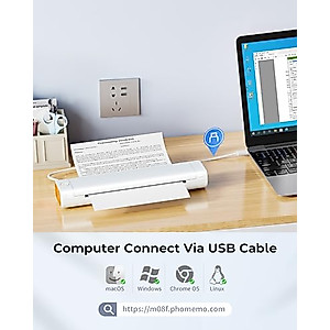 Phomemo Portable Printers Wireless for Travel, Support 8.5" X 11" US Letter Thermal Paper, Bluetooth Thermal Printer Compatible with iOS, Android & Laptop, Inkless Printer for Office, Home, School