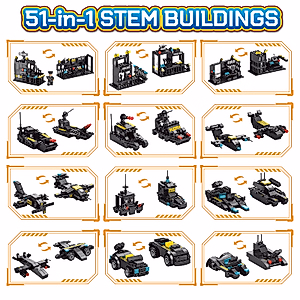 HISTOYE 51-in-1 Robot Building Kit - STEM Toys Erector Set for Kids 8-12 - Engineering Construction Toys Gifts for Kids Age 6-12