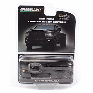 Greenlight 1/64 2021 Dodge Ram Dually Pick-up Truck Limited Night Edition 51472, Black