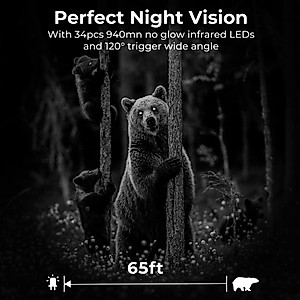 K&F Concept 4K 32MP WiFi Trail Camera, Game Camera with Night Vision Motion Activated Waterproof, Hunting Camera with 940nm No Glow Infrared LED 0.2s Trigger Time for Wildlife Monitoring Deer Cam