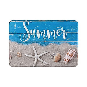 Nichpedr Welcome Rectangular Door Mat White Sand Star Fish Shells Entrance Way Rugs Doormats Soft Non-Slip Washable Bath Rugs Floor Mats for Home Bathroom Kitchen 16x24 Inch