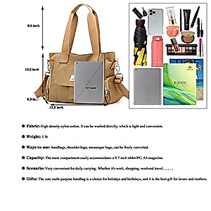 Scioltoo Satchel Handbags for Women,Cute Ladies Shoulder Cross Body Purses with Lots of Pockets Mult-Pockets Hobo Sturdy and Lightweight Satchel Khaki