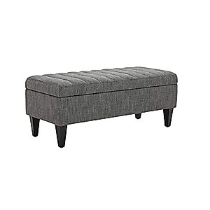 Amazon Brand – Rivet Maple Channel Tufted Upholstered Rectangular Storage Ottoman with a Soft-Close Hinge, 45.3"W, Dark Grey