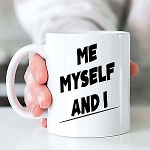 Bride's Gift, for Me, Myself, and I - Engraved or Monogrammed Design on Grey and Multicolor Sweat - 11 Oz White Ceramic Coffee Mug