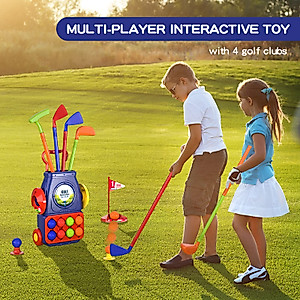 QDRAGON Kids Golf Clubs, Toddler Golf Set with 8 Balls, Putting Mat, 4 Golf Sticks, 2 Practice Holes and Golf Cart with Wheels, Indoor Outdoor Sport Toys for Boys Girls Ages 2 3 4 5+