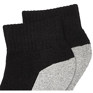 Jefferies Socks Little Boys' Seamless Sport Quarter Half Cushion 6 Pack Socks, Black/Grey, 8-9.5