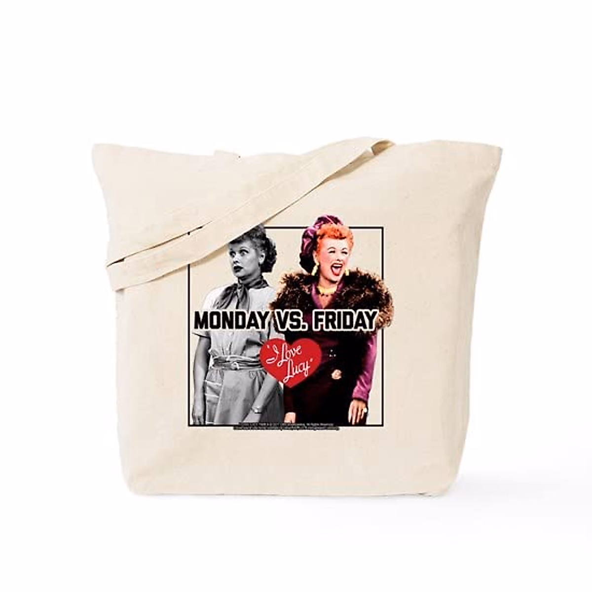 CafePress I Love Lucy Monday Vs. Friday Tote Bag Natural Canvas Tote Bag, Reusable Shopping Bag