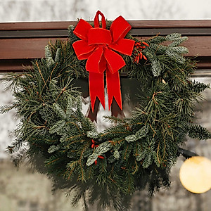 Syhood Christmas Wired Velvet Ribbon with Gold Edge Waterproof Velvet Decoration Ribbon Wrapping for Xmas Wreath Bows Floral Craft Ornaments (red, 2.5 Inch x 60 Yard)