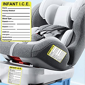 Infant I.C.E.(in Case of Emergency) Card Sticker 3 x 4 Inch Child Emergency Identification Contact Car Seat Stickers - Kids Car Seats Alert Attachment Tag Safety Decals 25 Pcs