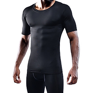 NELEUS Men's 3 Pack Athletic Compression Under Base Layer T Shirt,5011,Black,S