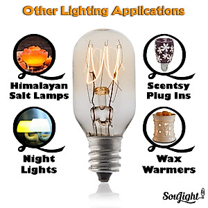 Salt Rock Lamp Bulb 8 Pack 15 Watt Replacement Bulbs for Himalayan Salt Lamps & Baskets, Scentsy Plug-in & Wax Warmers, Night Lights. T20 E12 Socket with Candelabra Base, Clear