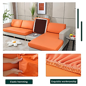 GUYIRT PU Leather Magic Sofa Seat Cushion Covers Stretch, Waterproof Individual Cushion Covers for L Shape Sofa, Non Slip Sofa Cushion Slipcovers for Living Room (Light Gray,L-Chaise)