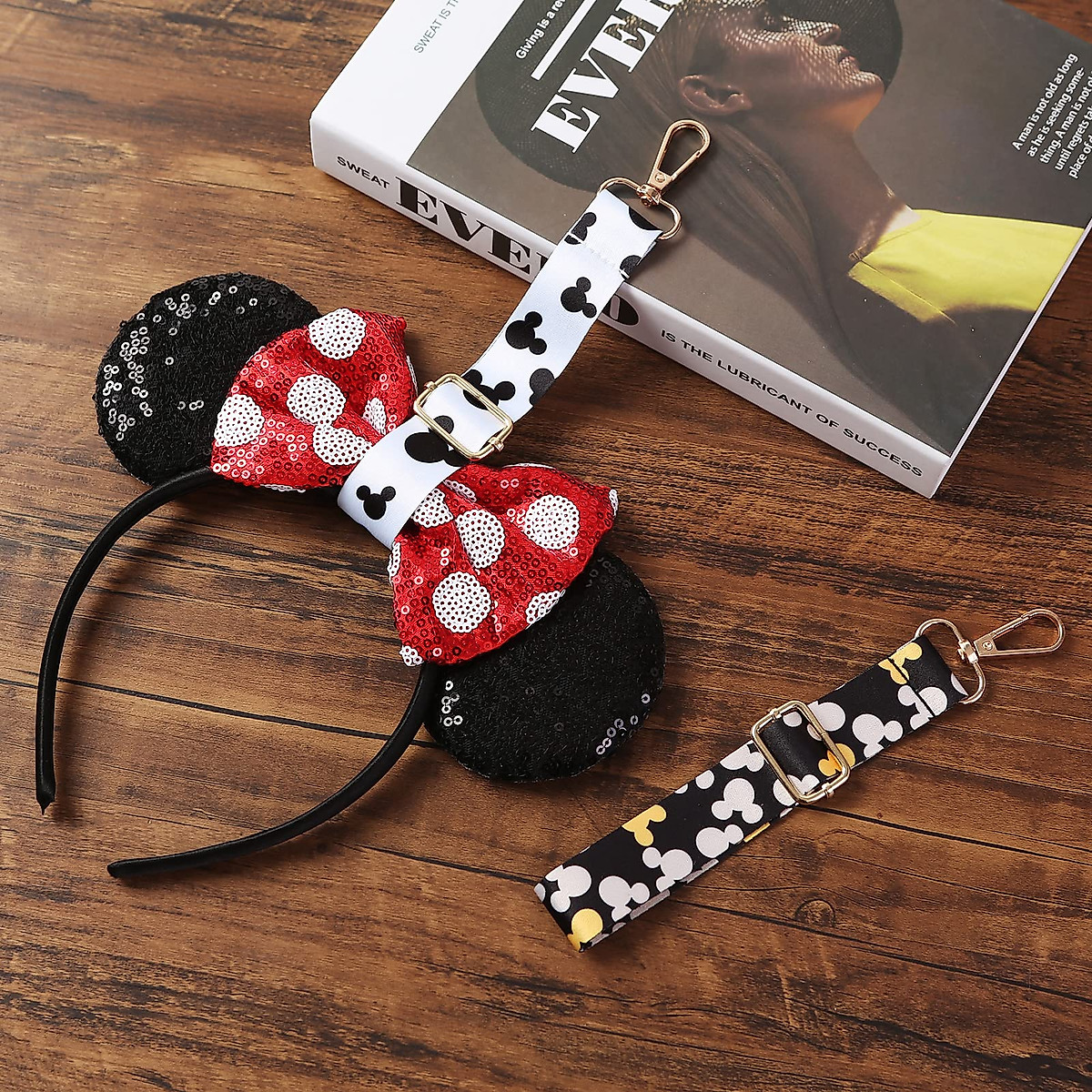2Pcs Mouse Ear Holder for Backpack Bag Headband Holder Lanyard Strap Keychain Trip Accessories Hanging Display Decor Organizer Short