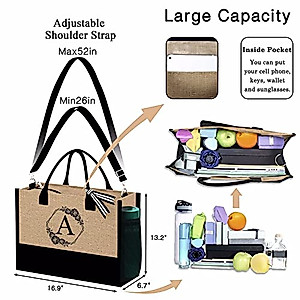 YOOLIFE Birthday Gifts for Women, Mothers Day Mom Birthday Gifts Friends Female Friendship Teacher Retirement Graduation Bridal Shower Bridesmaids Gifts Travel Beach Initial Tote Bag for Women S