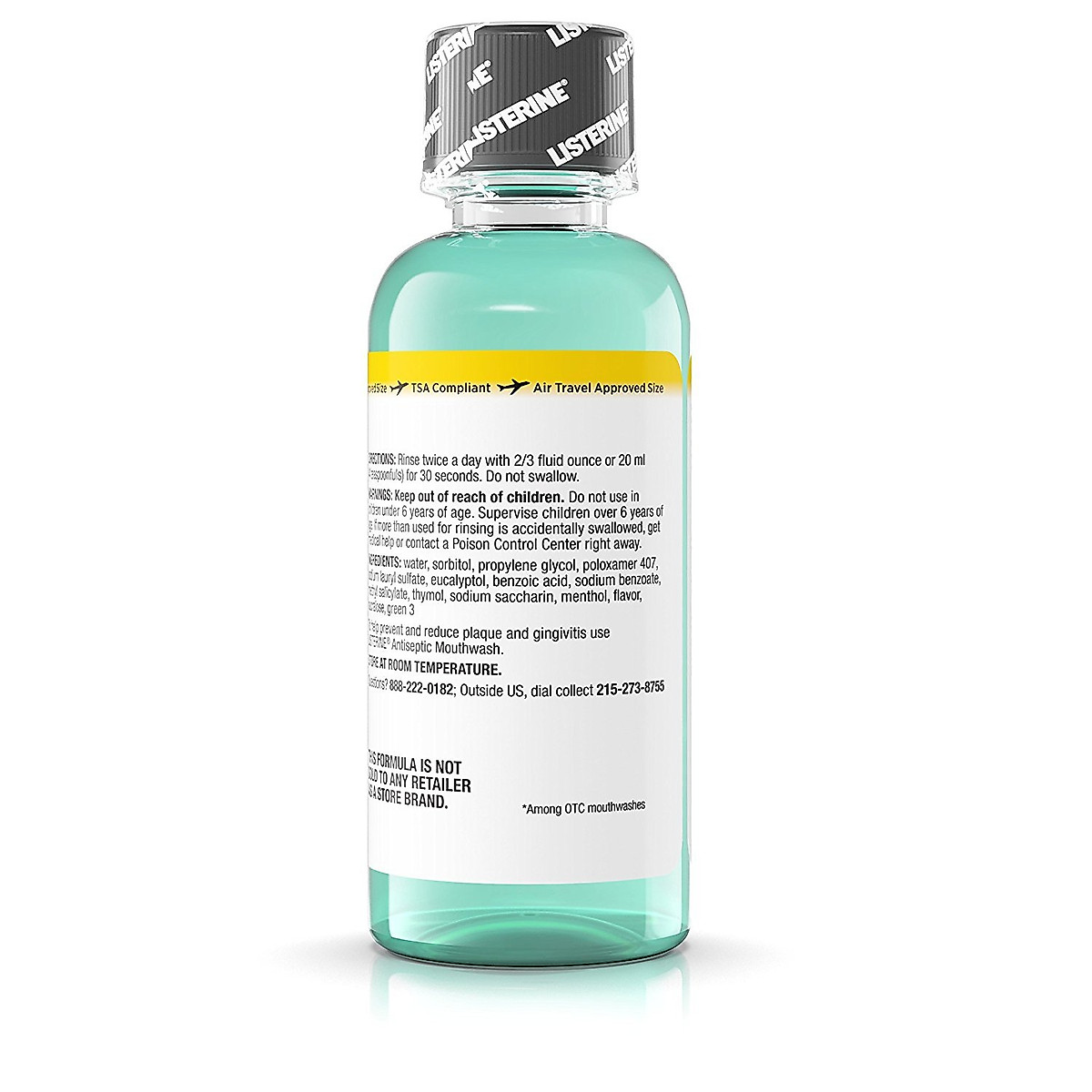 Listerine Cool Mint Zero Alcohol Mouthwash, Travel Size 3.2 Ounces (95ml) - Pack of 2