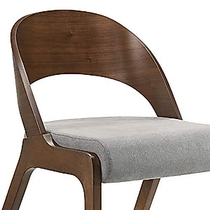 Armen Living Polly Mid-Century Modern Dining Accent Chairs Finish Fabric-Set of 2, 20" Wide, Walnut/Grey