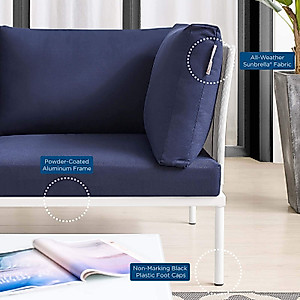 Modway EEI-4967-WHI-NAV Harmony Outdoor Patio Aluminum Sofa, White Navy