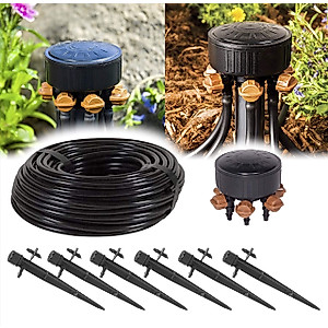 USA Made (6-Plant) - DIY Grow Kit - Great Hydroponics Drip Irrigation Kit - Includes 50ft 1/4 Inch Drip Tubing, 360 Adjustable Emitter Stakes, 6-Outlet Adjustable Manifold 0-20GPH 1/2” FPT (6-Plant)
