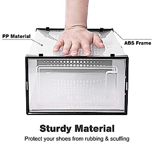 Yescom 18 Pack Shoe Storage Box Clear Shoe Organizer Bins for Closets Stackable Sneaker Container Foldable Home Closet Apartment Use Small Size Black