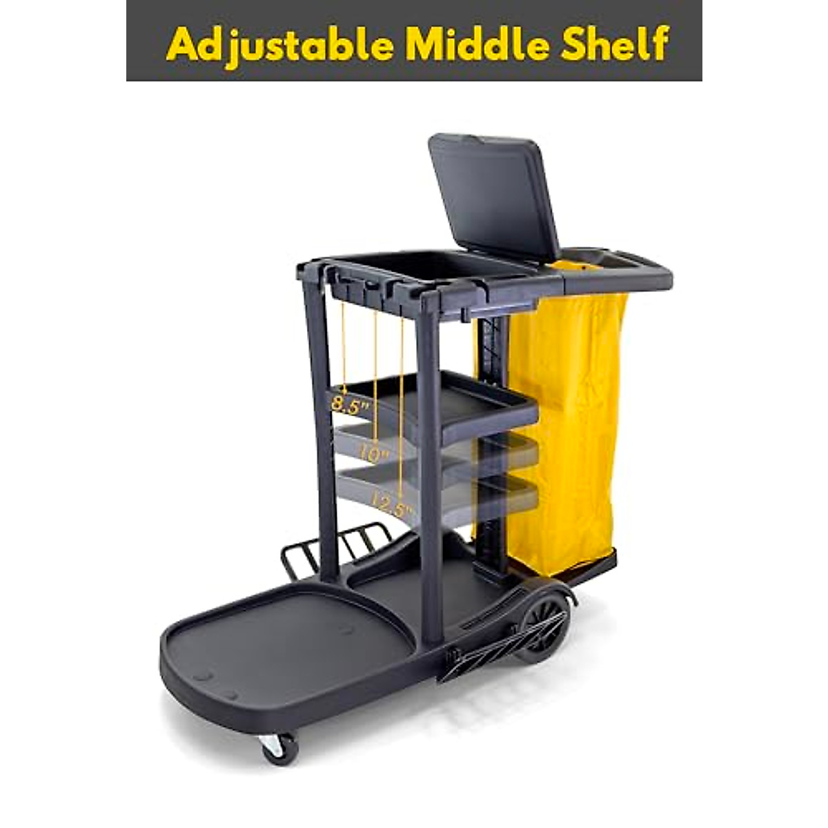 Farag Janitorial Commercial Housekeeping cart Janitorial cart with Cover and Vinyl Bag, L 52" x W 22" x H 40"