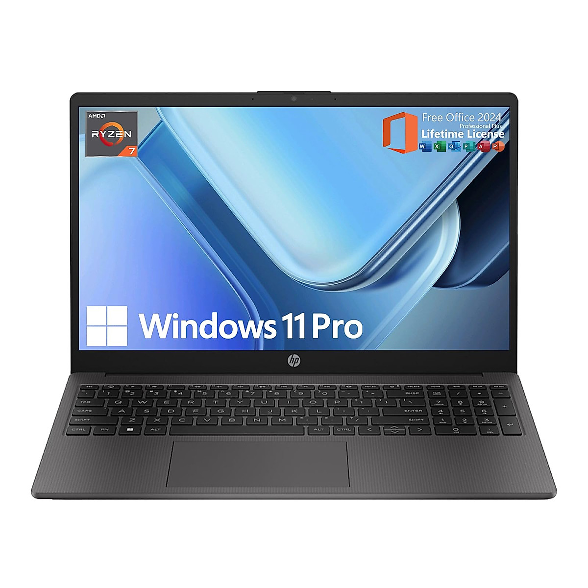 HP 15.6" FHD Business Laptop 2025 Lastest with AMD Ryzen 7 7730U, 64GB RAM |2TB SSD，Numeric Keypad, Webcam, Permanent Window 11 Pro&MS Office Pro 2024,WiFi 6& Bluetooth 5.3