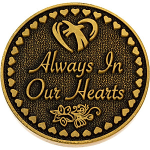 Always in Our Hearts Memorial Coin (Antique Gold) Set of 10