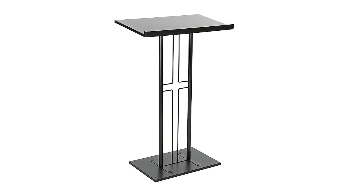 Buy Displays2go Cross Podium - Black Pulpit for Worship