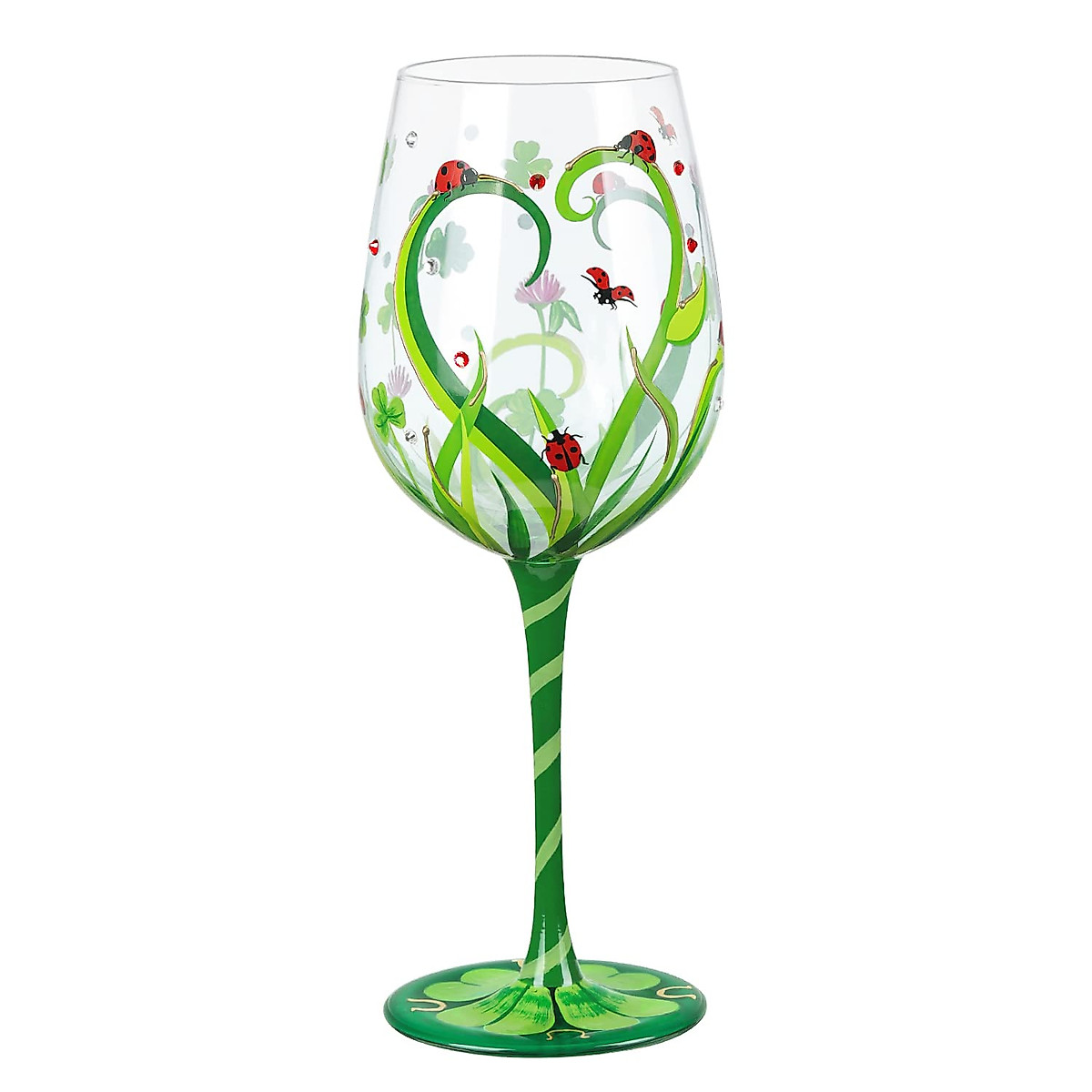 NymphFable Ladybug Wine Glass Hand Painted Wine Glass Personalised Ladybug Birthday Gift for Women, 15oz