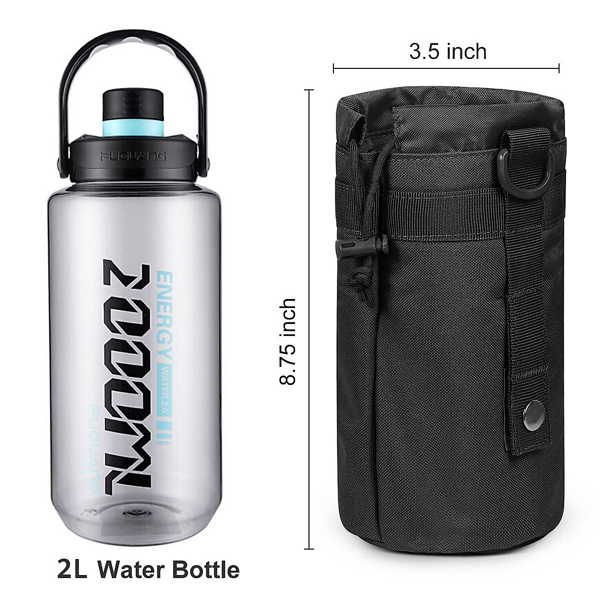 Gogoku 3-Pack Combo Molle Pouch Water Bottle Pouch Holder with Detachable Flag Patch & 5 D-Ring Clip Tactical Molle Pouches Compact Utility EDC Waist Bag Pack Black