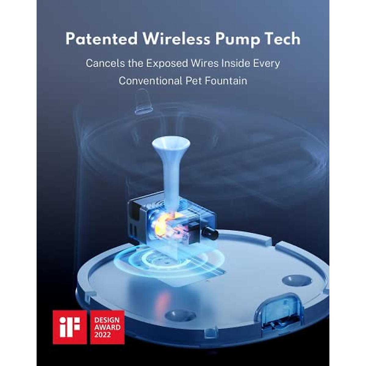 Homerunpet Cat Water Fountain with Wireless Pump, 68oz/2L Ultra Quiet Pet Water Fountain for Cats and Dogs, Easy to Clean and Assemble, Filters Included, Dual Working Mode, Smart LED Light