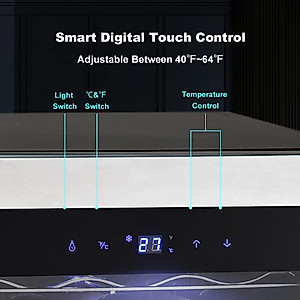 SMETA Wine Fridge 34 Bottle, 19 Inch Wine Cooler Refrigerator Freestanding/Under Counter, Wine Caller for Home and Bar with Upgrade Compressor Low Noise 41°F to 64°F, Black and Stainless Steel